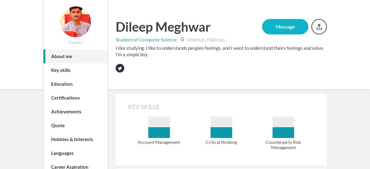 Dileep Meghwar Online Resume | CraftmyCV