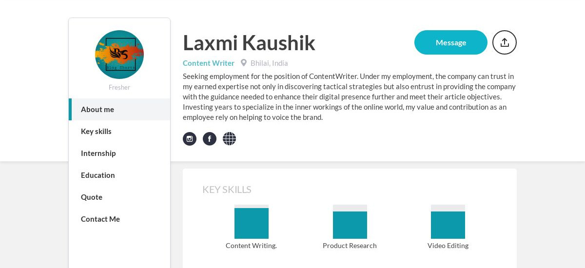 Laxmi Kaushik Online Resume | CraftmyCV