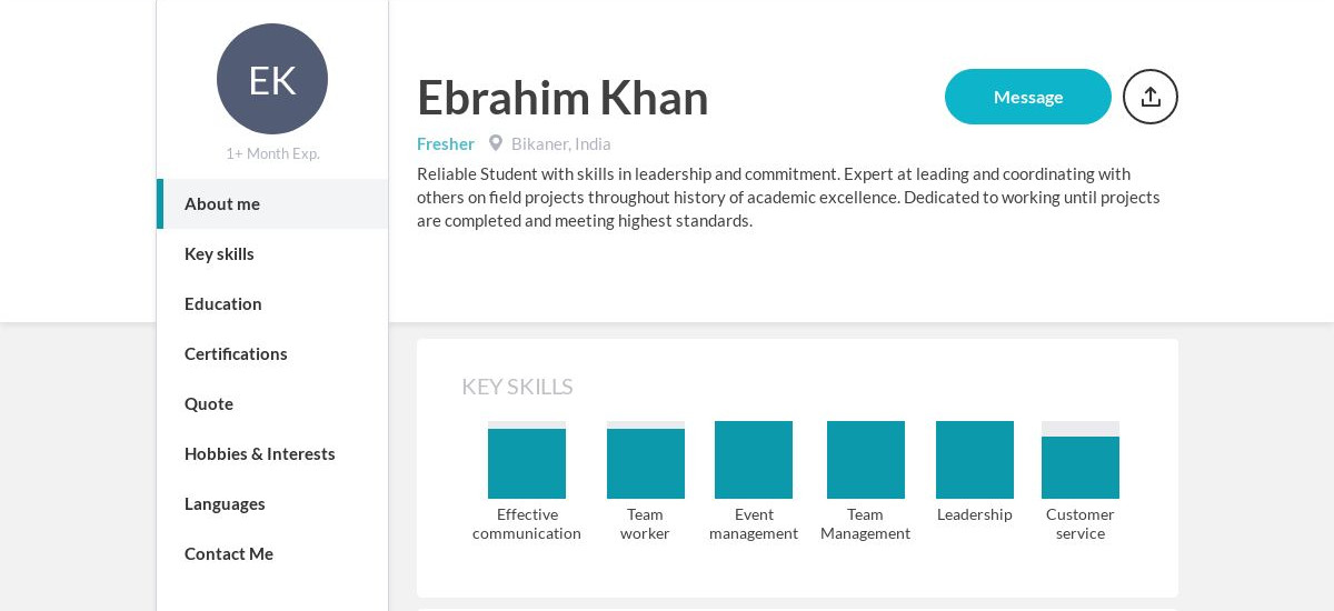 Ebrahim Khan Online Resume | CraftmyCV