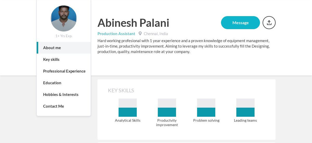Abinesh Palani Online Resume | CraftmyCV