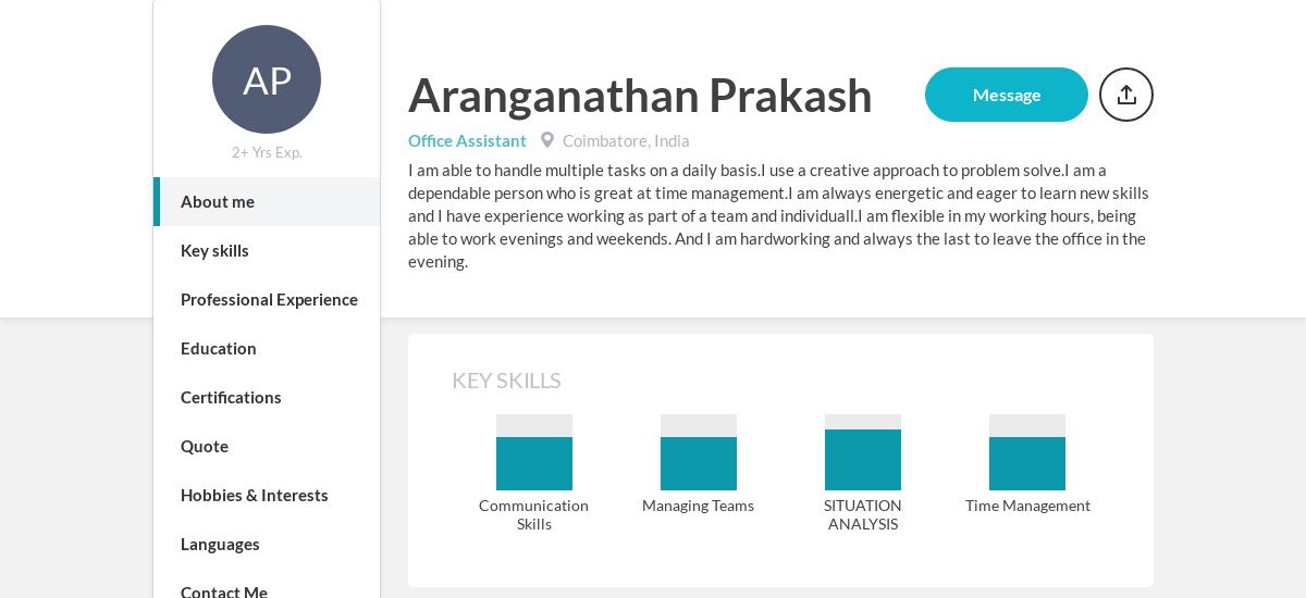 Aranganathan Prakash Online Resume | CraftmyCV