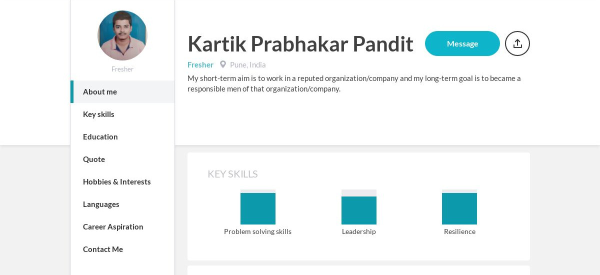 Kartik Prabhakar Pandit Online Resume | CraftmyCV