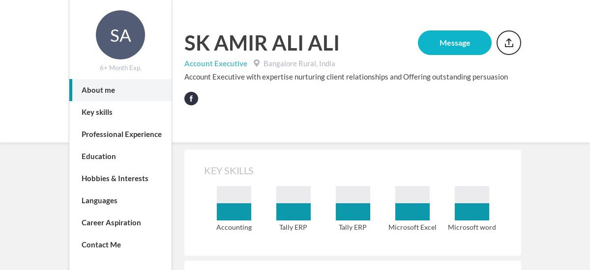 SK AMIR ALI ALI Online Resume | CraftmyCV