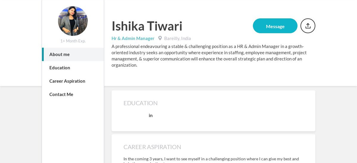 Ishika Tiwari Online Resume | CraftmyCV