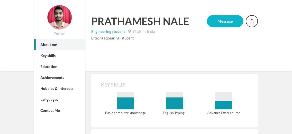 PRATHAMESH NALE Online Resume | CraftmyCV
