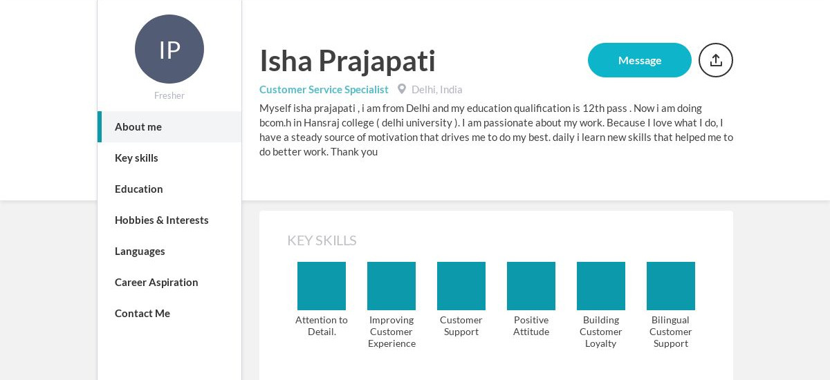 Isha Prajapati Online Resume | CraftmyCV