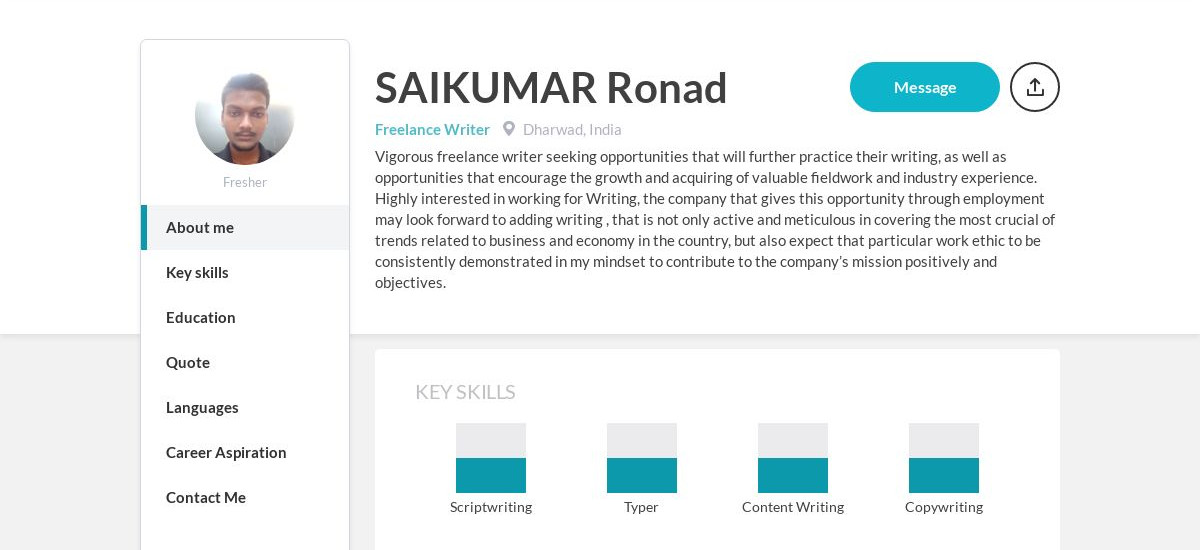 SAIKUMAR Ronad Online Resume | CraftmyCV