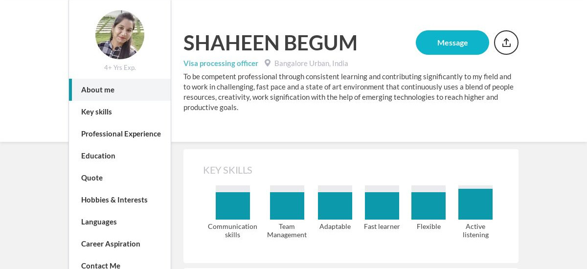 SHAHEEN BEGUM Online Resume | CraftmyCV