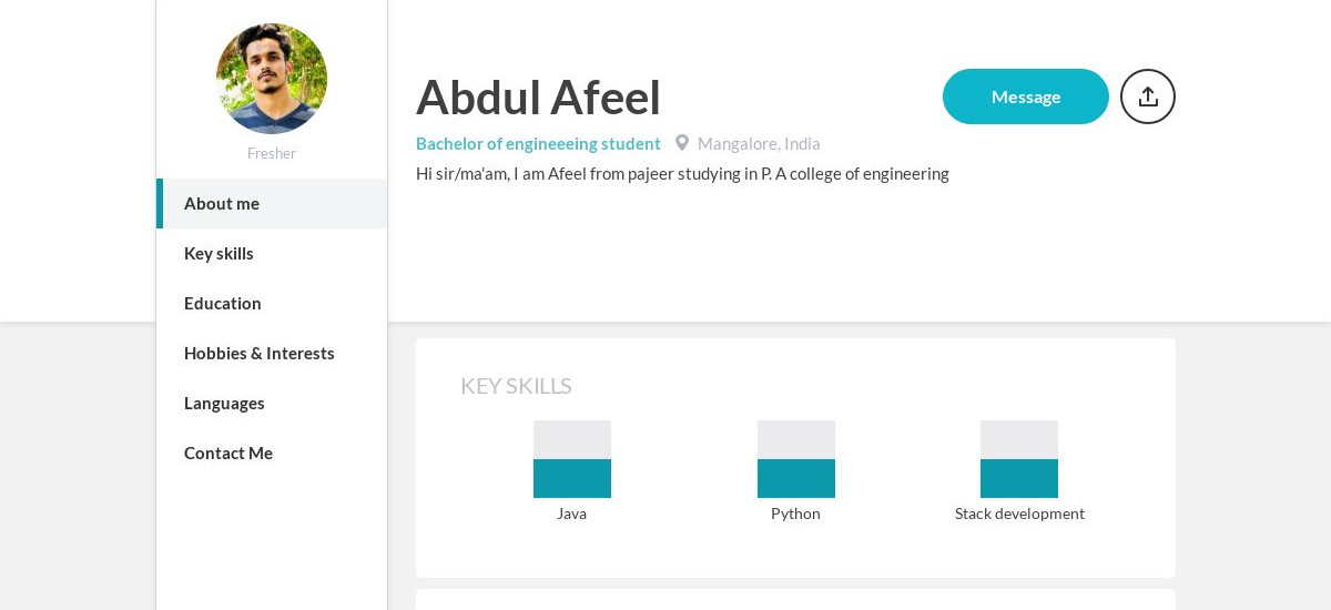 Abdul Afeel Online Resume | CraftmyCV