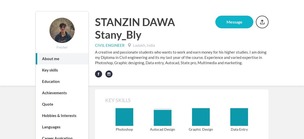 STANZIN DAWA Stany_Bly Online Resume | CraftmyCV