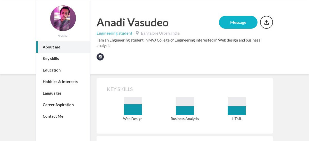Anadi Vasudeo Online Resume | CraftmyCV