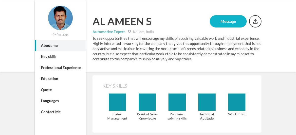 AL AMEEN S Online Resume | CraftmyCV