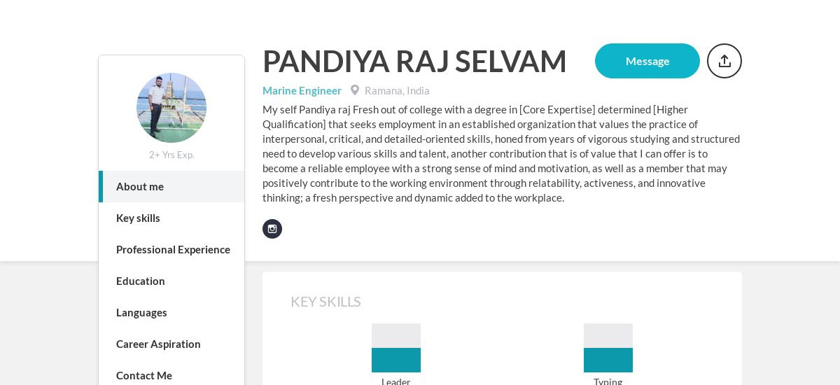 PANDIYA RAJ SELVAM Online Resume | CraftmyCV