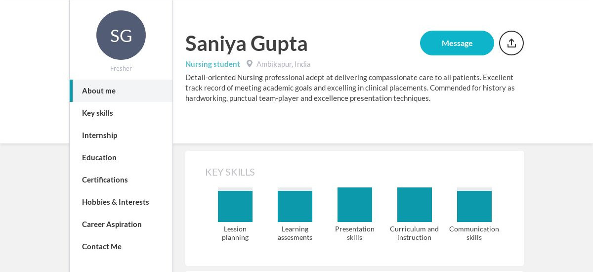 Saniya Gupta Online Resume | CraftmyCV