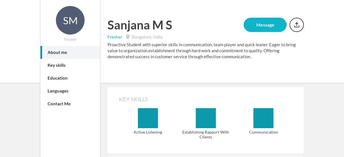Sanjana M S Online Resume | CraftmyCV