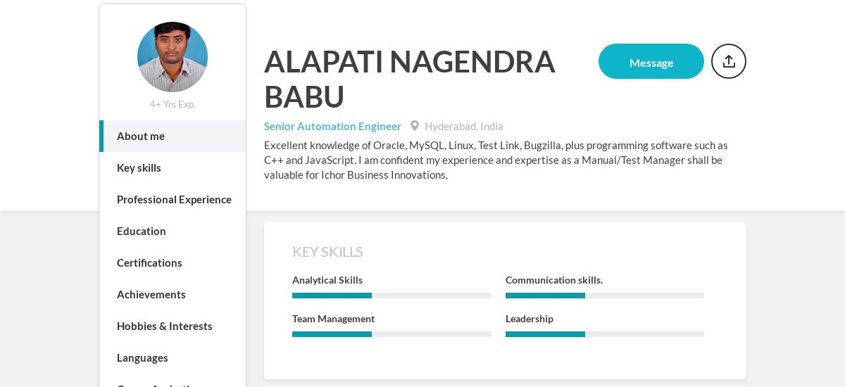 ALAPATI NAGENDRA BABU Online Resume | CraftmyCV