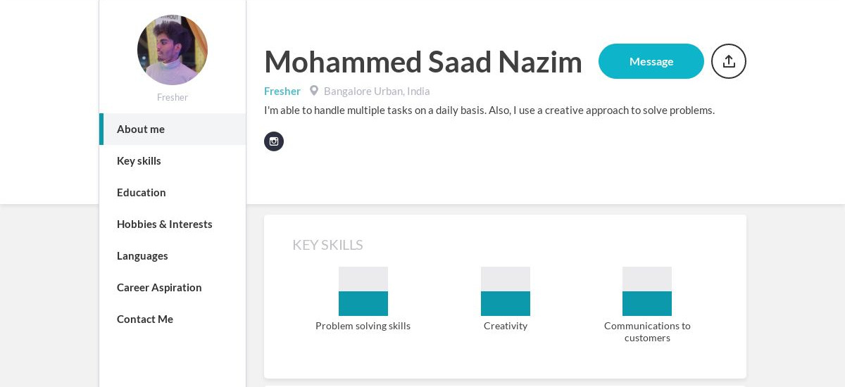 Mohammed Saad Nazim Online Resume | CraftmyCV