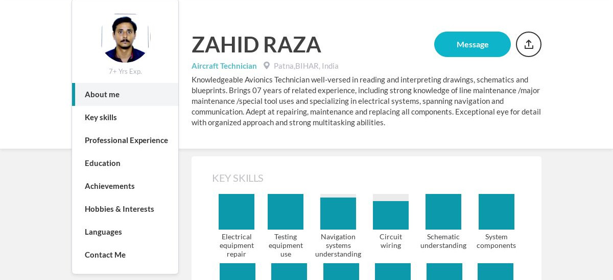 ZAHID RAZA Online Resume | CraftmyCV