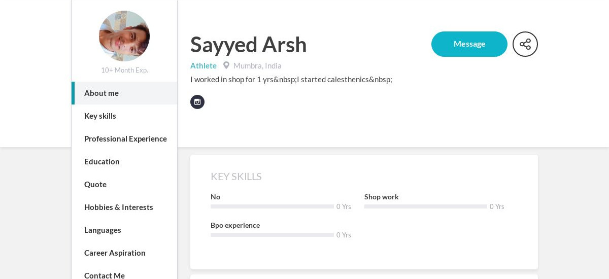 Sayyed Arsh Online Resume | CraftmyCV