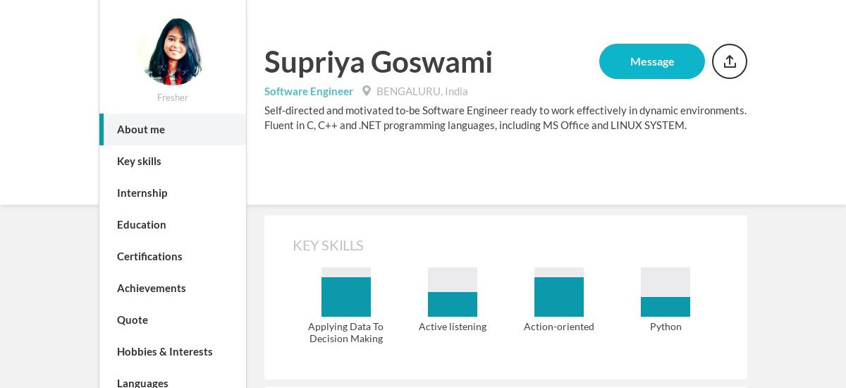 Supriya Goswami Online Resume | CraftmyCV