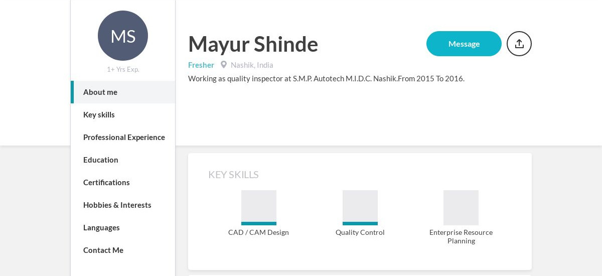 Mayur Shinde Online Resume | CraftmyCV
