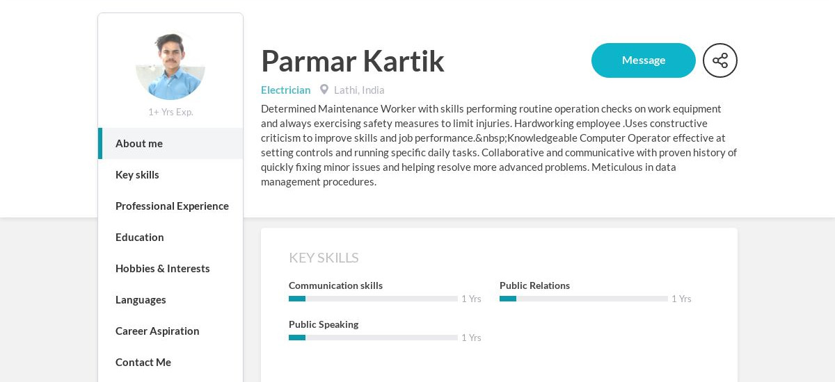 Parmar Kartik Online Resume | CraftmyCV