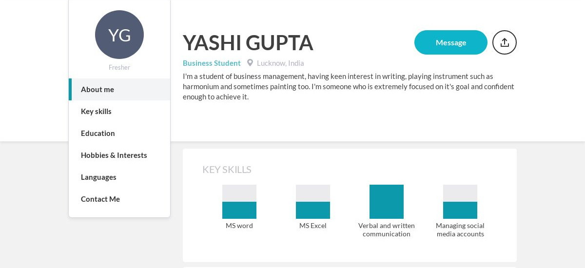 YASHI GUPTA Online Resume | CraftmyCV