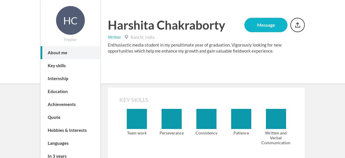 Harshita Chakraborty Online Resume | CraftmyCV