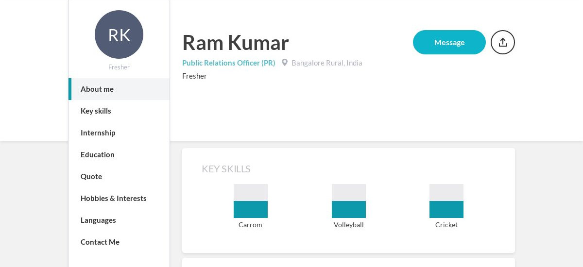 Ram Kumar Online Resume | CraftmyCV