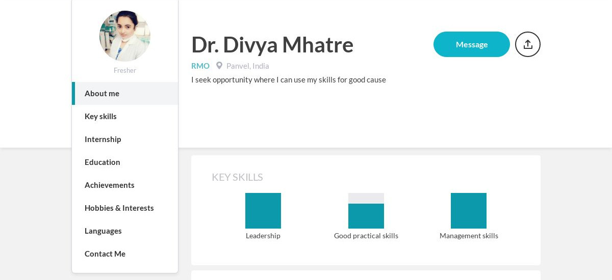 Dr. Divya Mhatre Online Resume | CraftmyCV