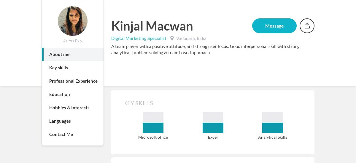 Kinjal Macwan Online Resume | CraftmyCV