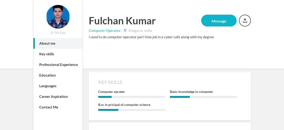 Fulchan Kumar Online Resume | CraftmyCV