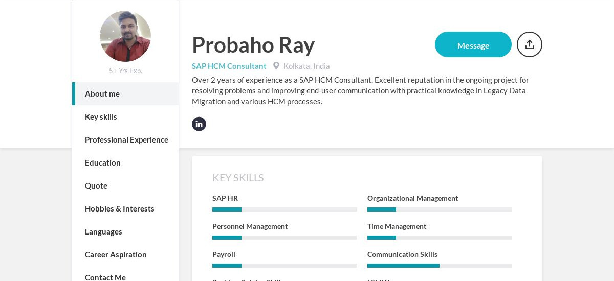 Probaho Ray Online Resume | CraftmyCV