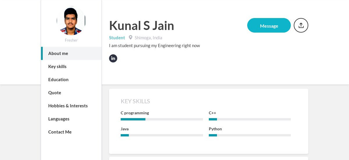 Kunal S Jain Online Resume | CraftmyCV