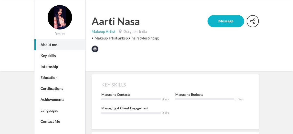 Aarti Nasa Online Resume | CraftmyCV