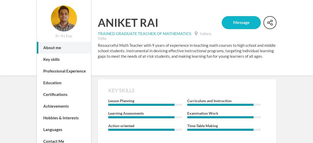 ANIKET RAI Online Resume | CraftmyCV