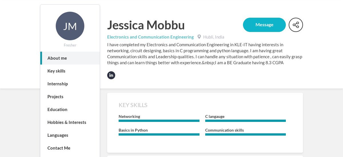 Jessica Mobbu Online Resume | CraftmyCV