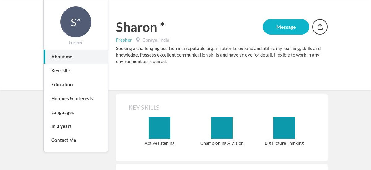 Sharon . Online Resume | CraftmyCV