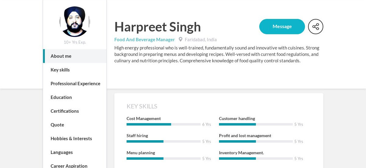 Harpreet Singh Online Resume | CraftmyCV