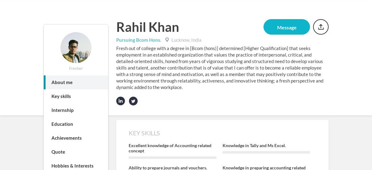Rahil Khan Online Resume | CraftmyCV