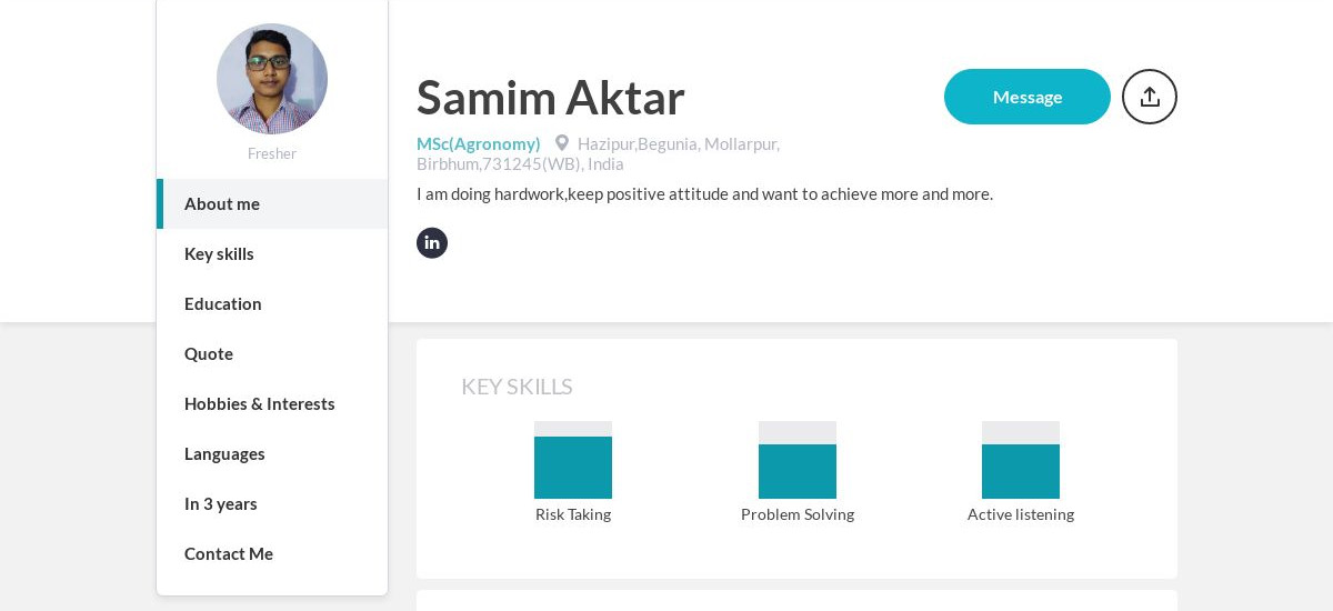 Samim Aktar Online Resume | CraftmyCV