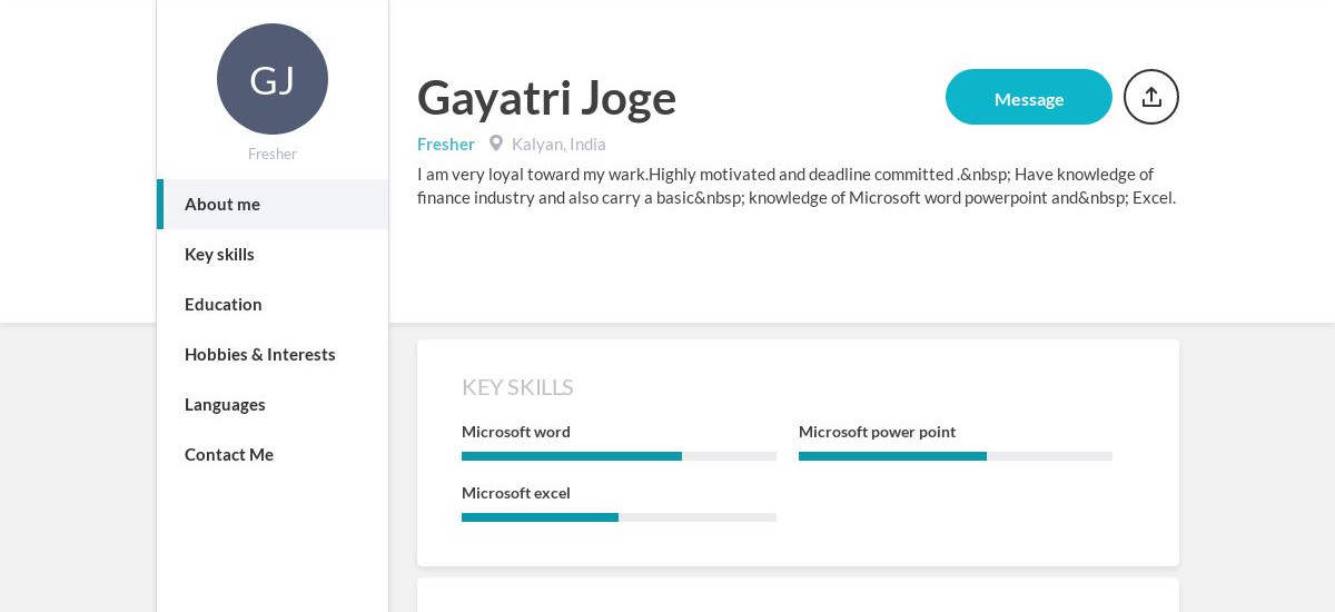 Gayatri Joge Online Resume | CraftmyCV