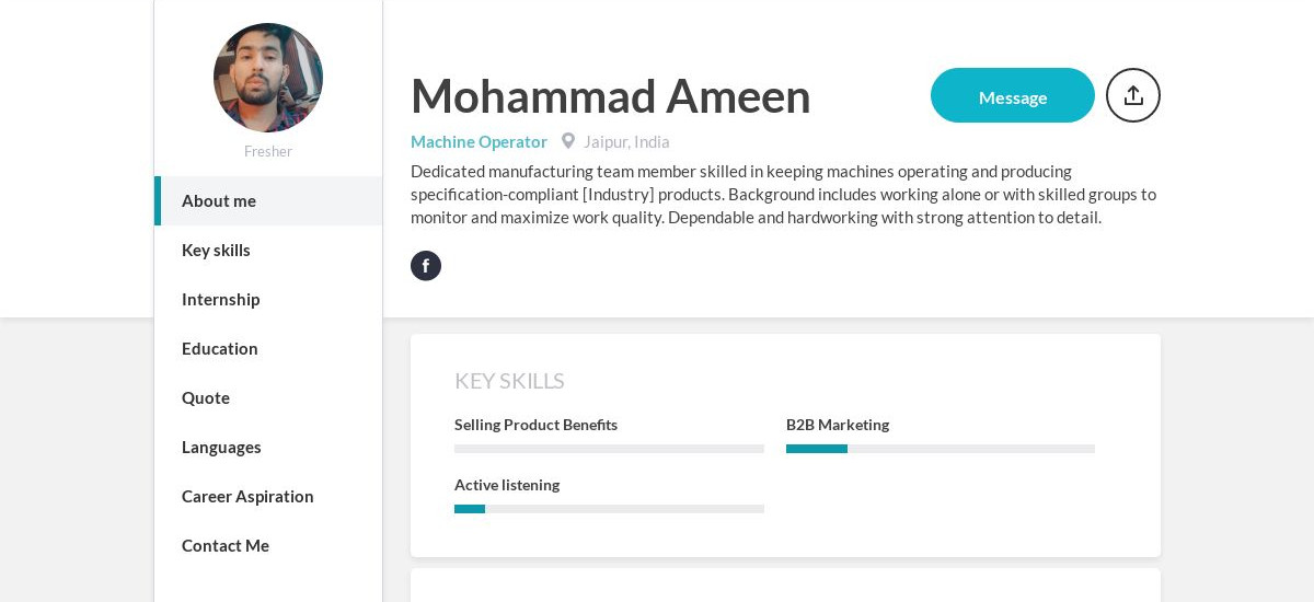 Mohammad Ameen Online Resume | CraftmyCV