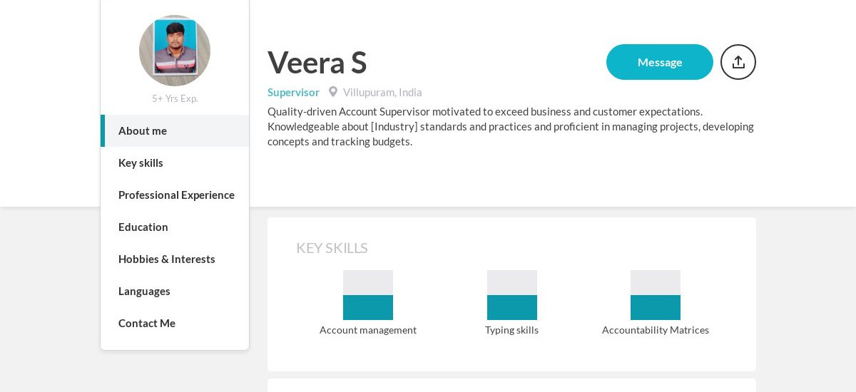 Veera S Online Resume | CraftmyCV