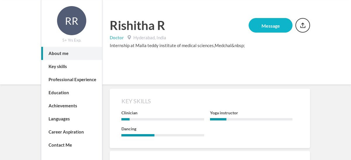 Rishitha R Online Resume | CraftmyCV
