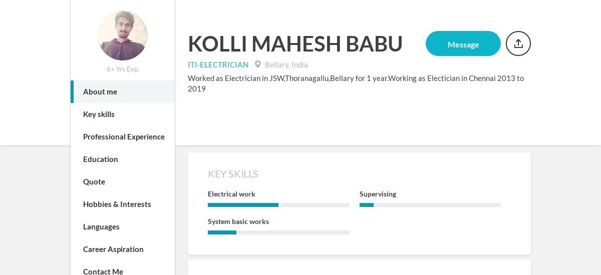 KOLLI MAHESH BABU Online Resume | CraftmyCV