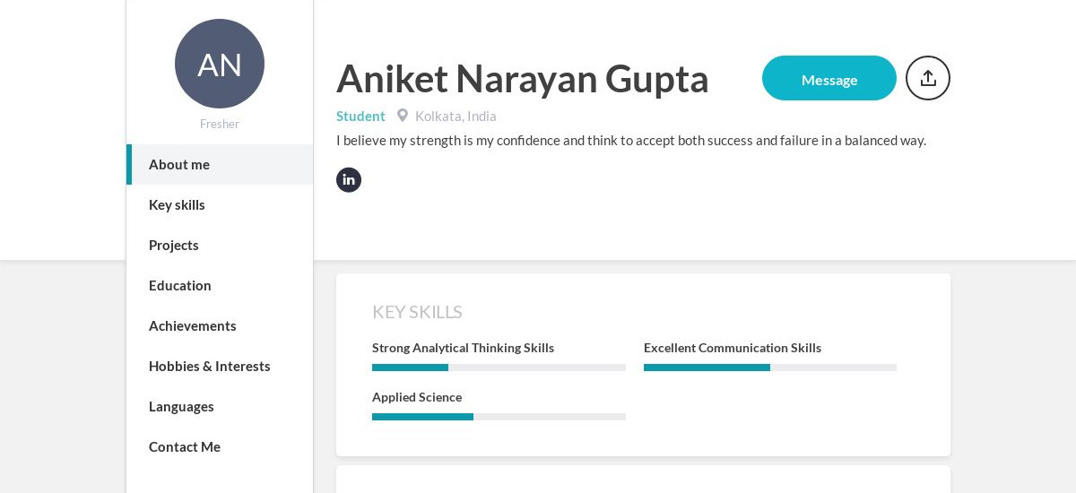 Aniket Narayan Gupta Online Resume | CraftmyCV