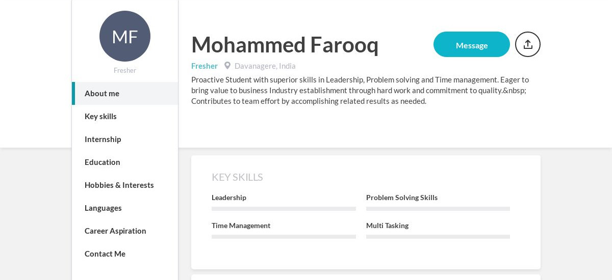 Mohammed Farooq Online Resume | CraftmyCV