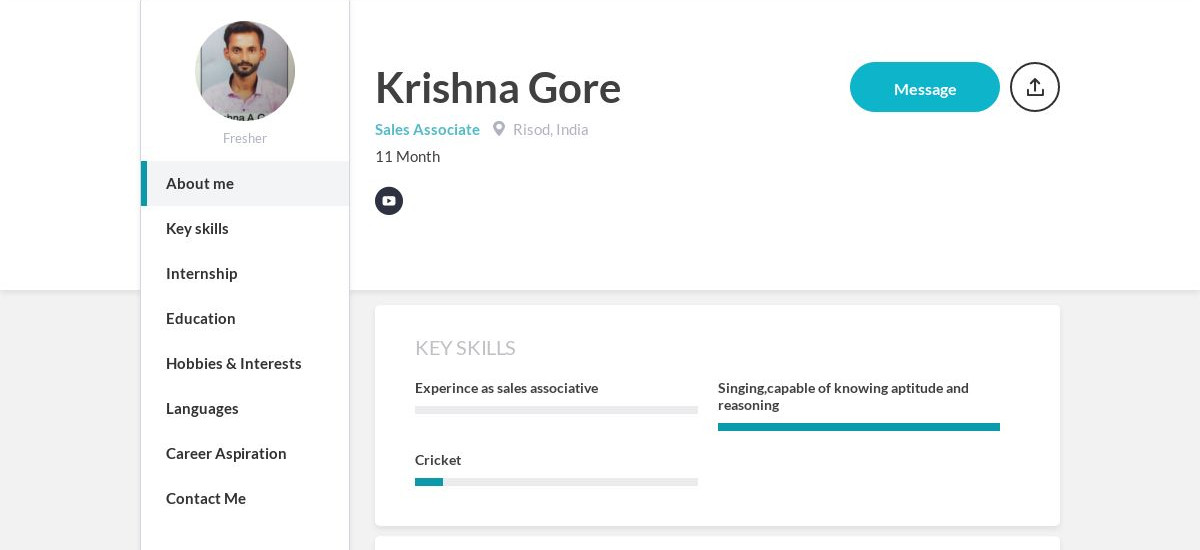 Krishna Gore Online Resume | CraftmyCV