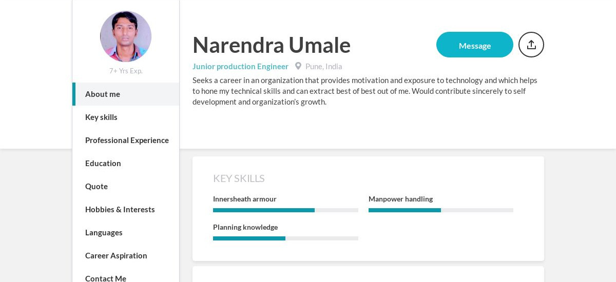 Narendra Umale Online Resume | CraftmyCV